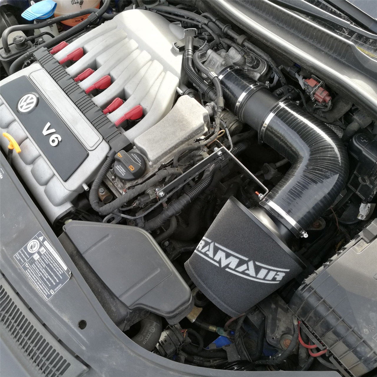 VW Golf mk5 R32 3.2 V6 Black Performance Cone Air Filter Intake Kit SR ...